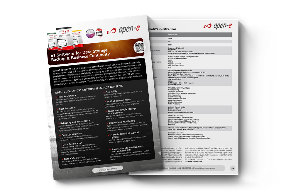 Open E Joviandss Software Defined Storage System General Information